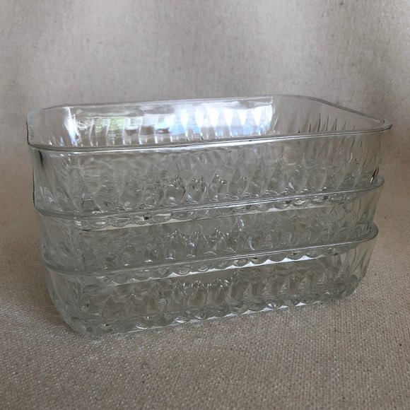 Duralex | Accents | Rectangular Tempered Glass Bowls Dish Set Of 3 ...